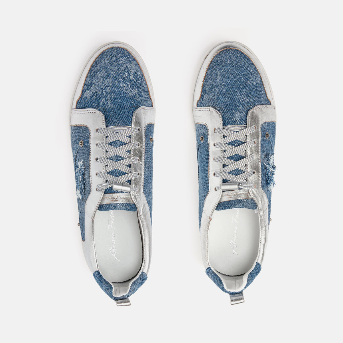 Tênis Pocket Jeans Denim e Prata – Adriana Farina